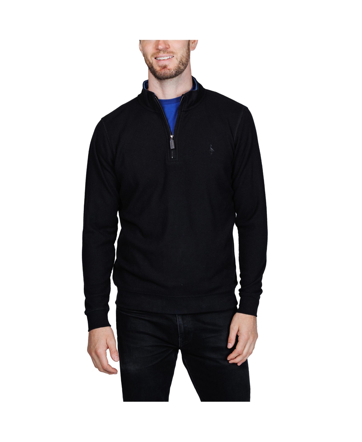 Click here for Tailorbyrd Cozy Knit Quarter Zip - Black heather prices