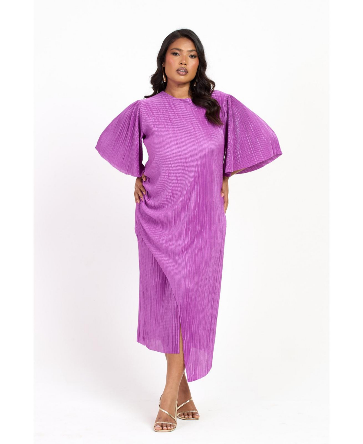 Click here for Fashion-szn Curve Womens Ruched Side Flutter Sleev... prices