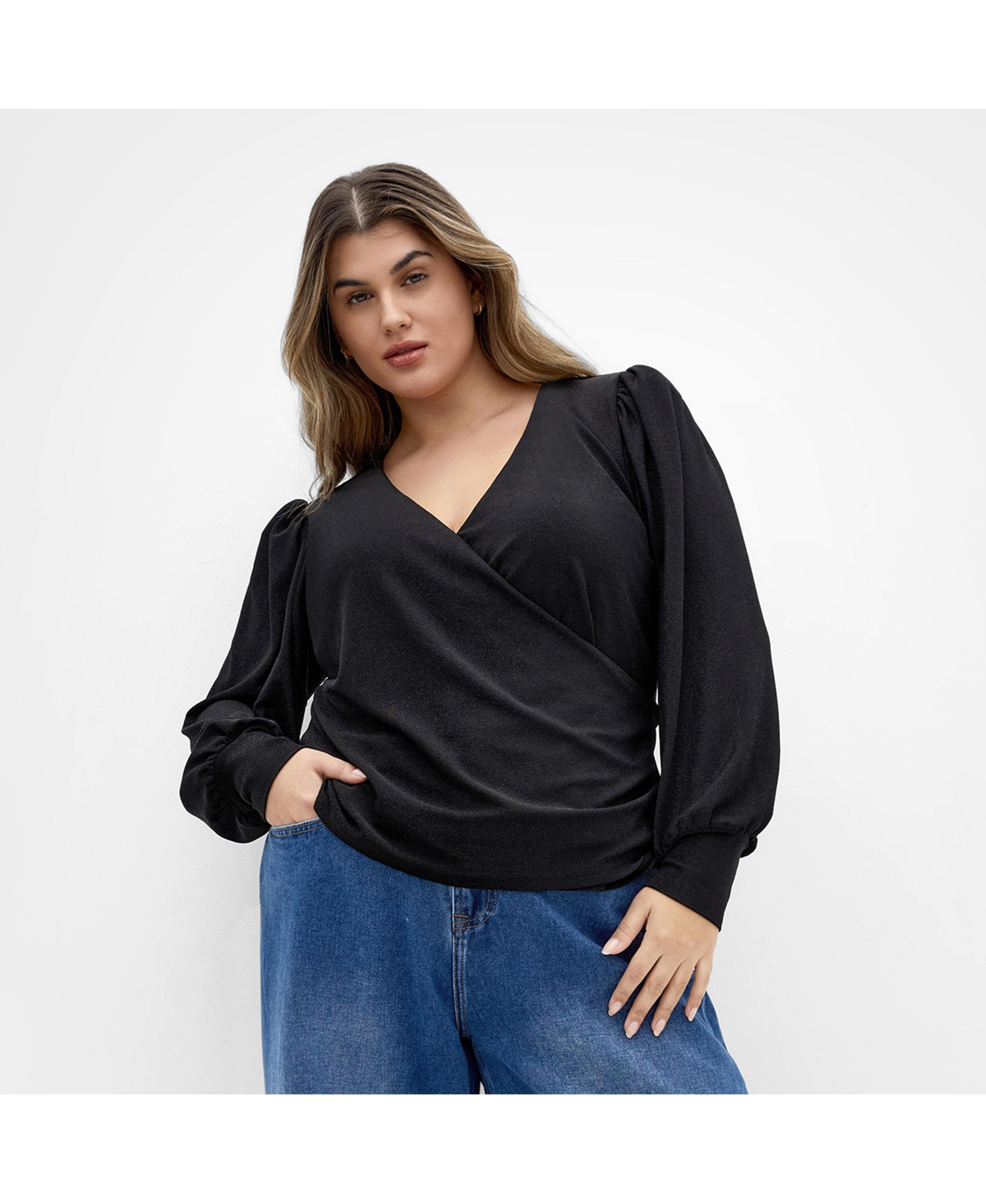 Click here for City Chic Womens Plus Size Glowing Lurex Top - Bla... prices