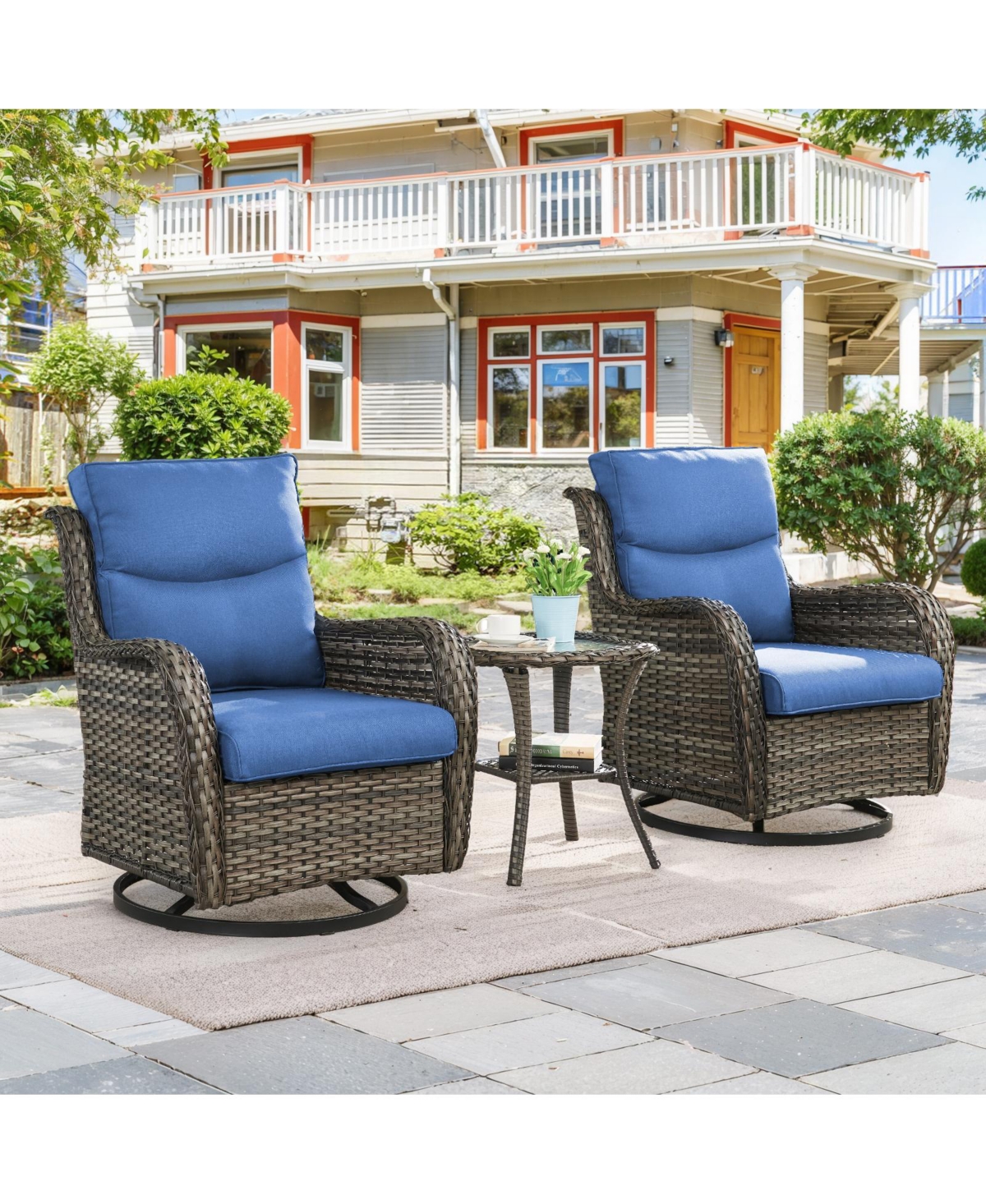 Click here for Gymojoy LunaCurve Wicker 3-Piece Outdoor Swivel Gl... prices