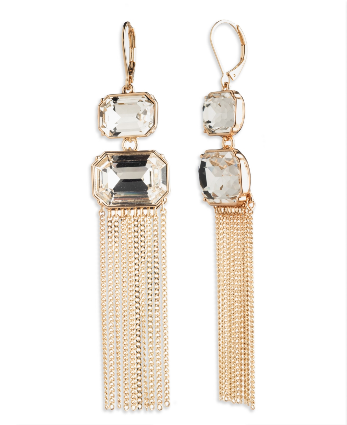 Lauren Ralph Lauren Glass Stone Fringe Chandelier Earrings - Gold