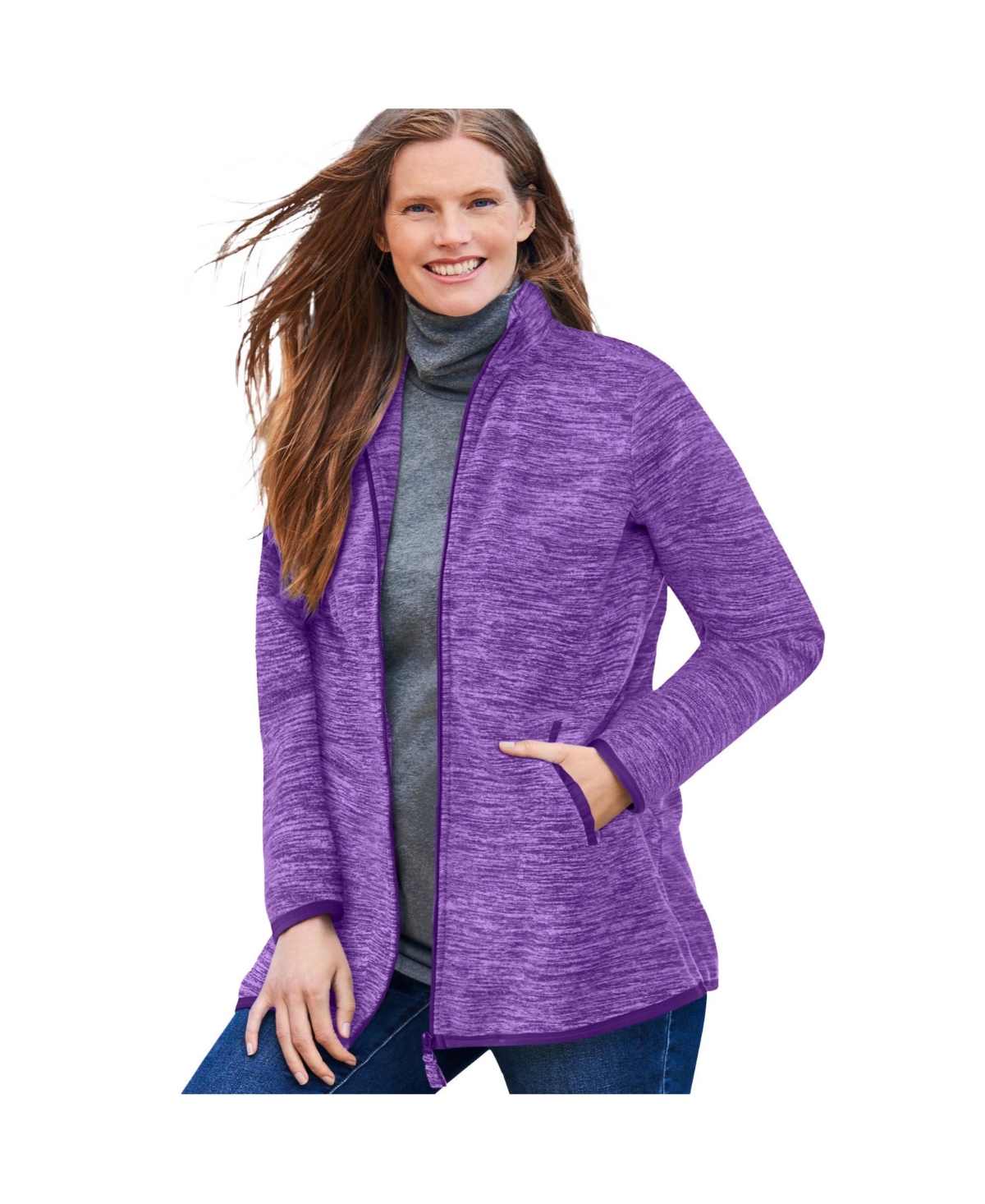 Click here for Woman Within Womens Plus Size Zip-Front Microfleec... prices