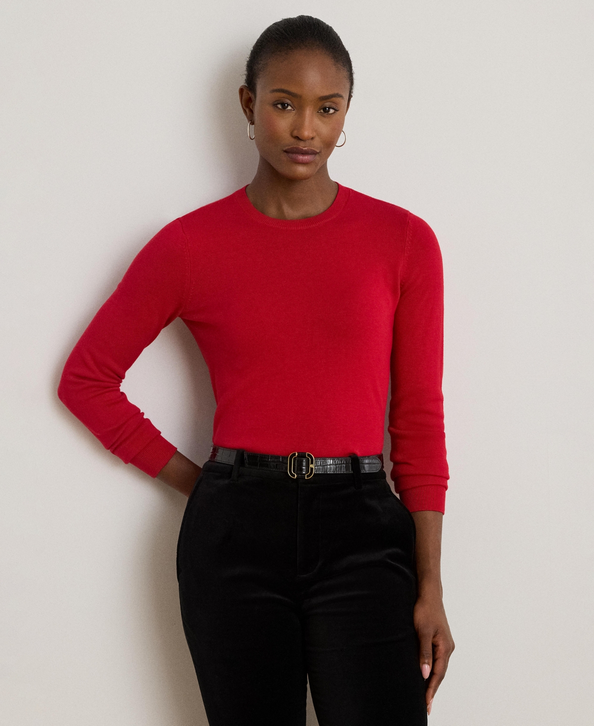 Click here for Lauren Ralph Lauren Womens Cotton-Blend Sweater -... prices
