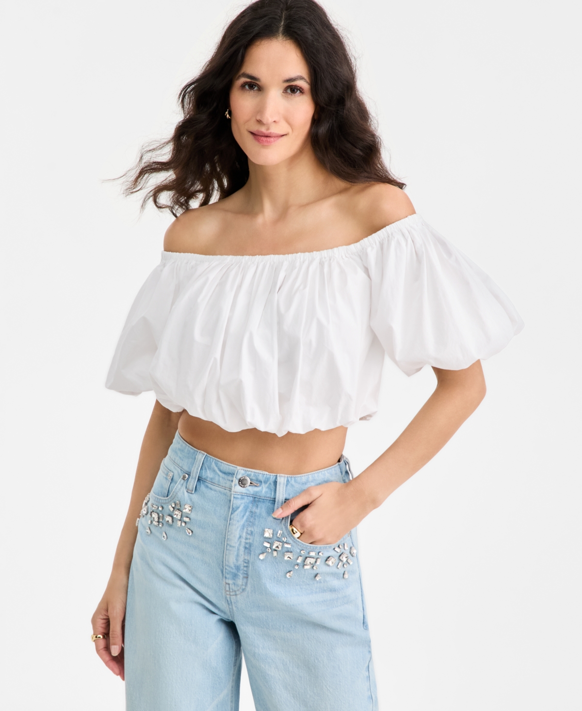 Click here for On 34th Womens Off Shoulder Bubble Top  Macys Excl... prices