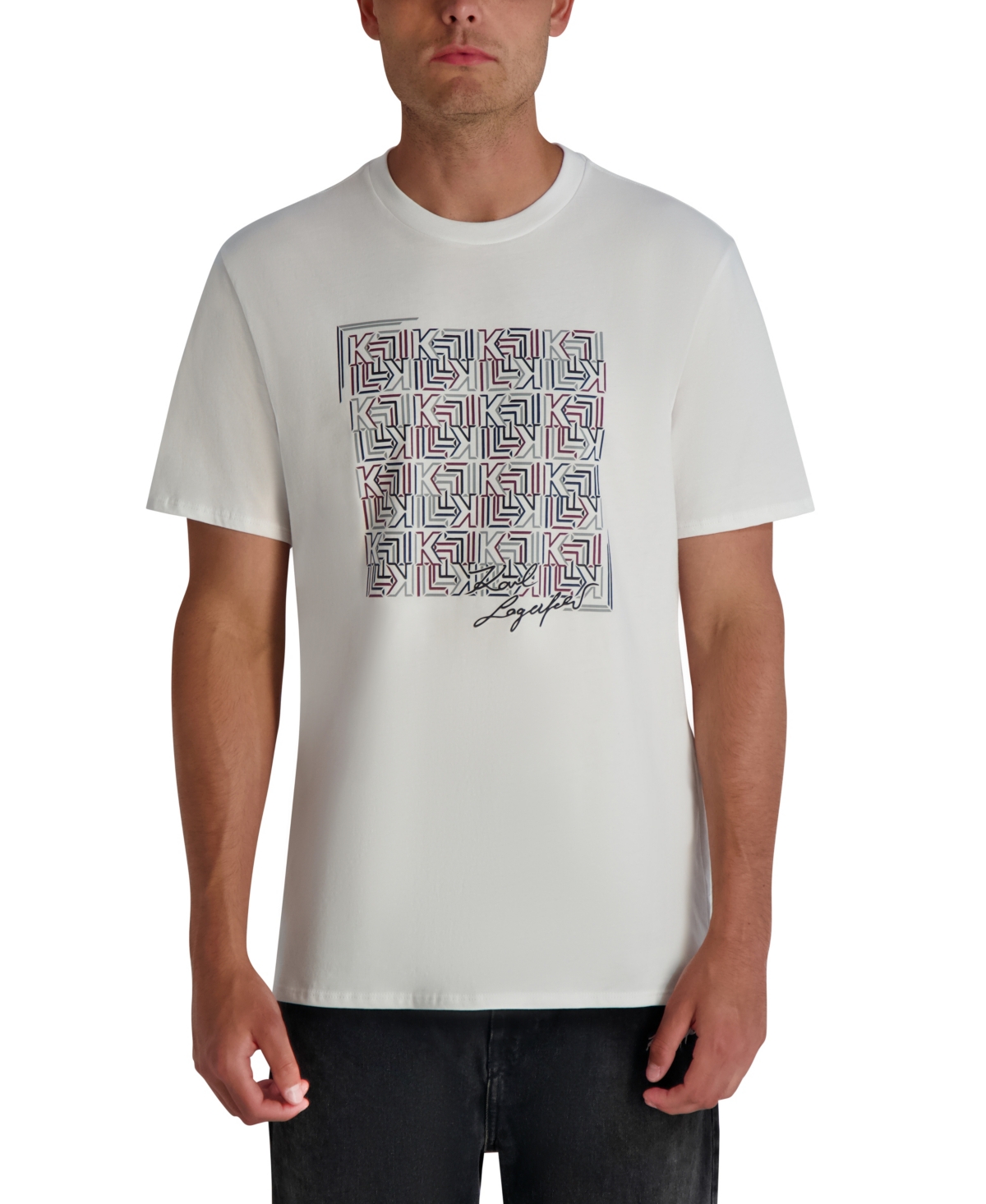 Karl Lagerfeld Paris Mens Kl Squared Print T-Shirt - Optic White