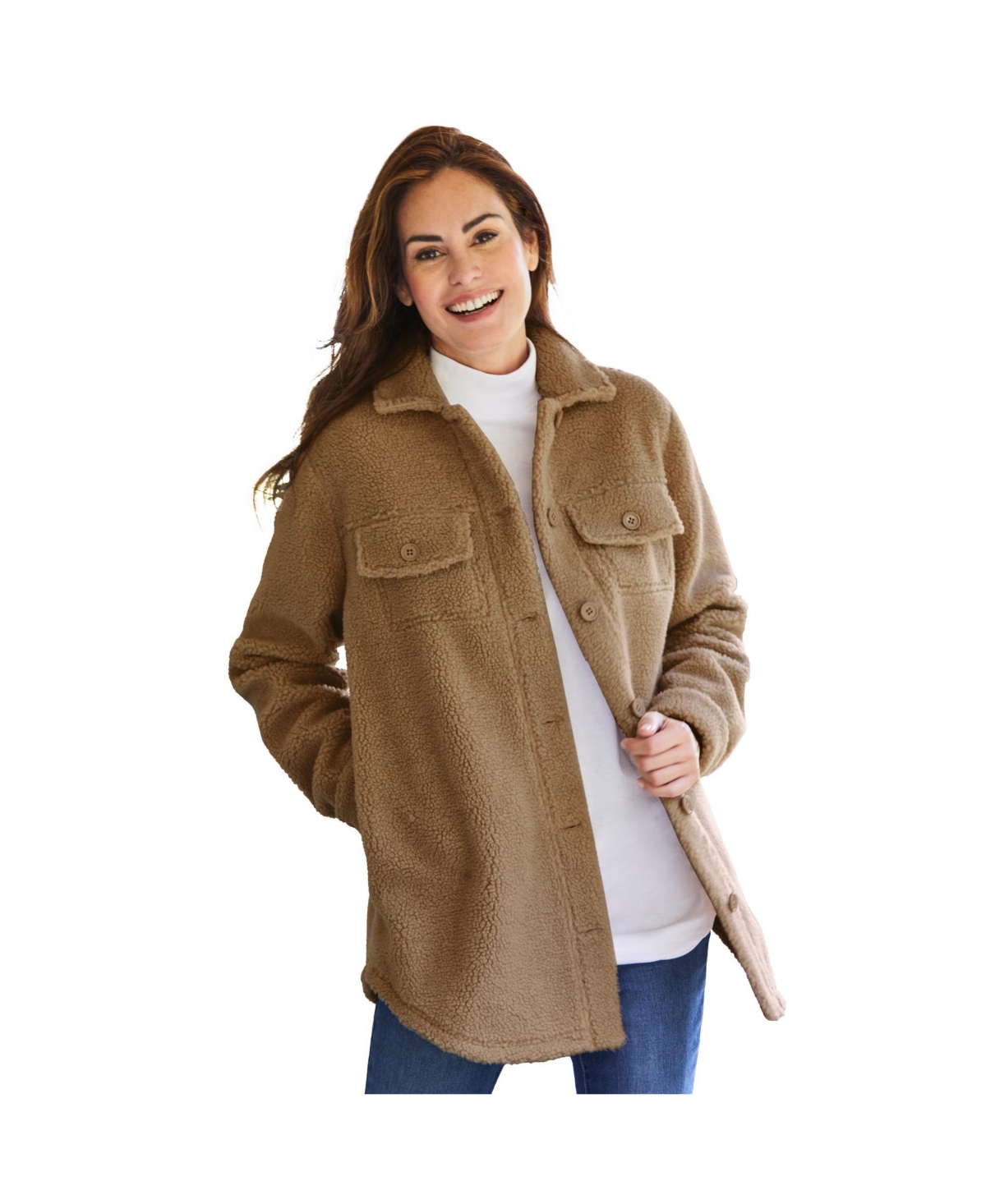 Click here for Woman Within Womens Within Berber Button-Front Jac... prices