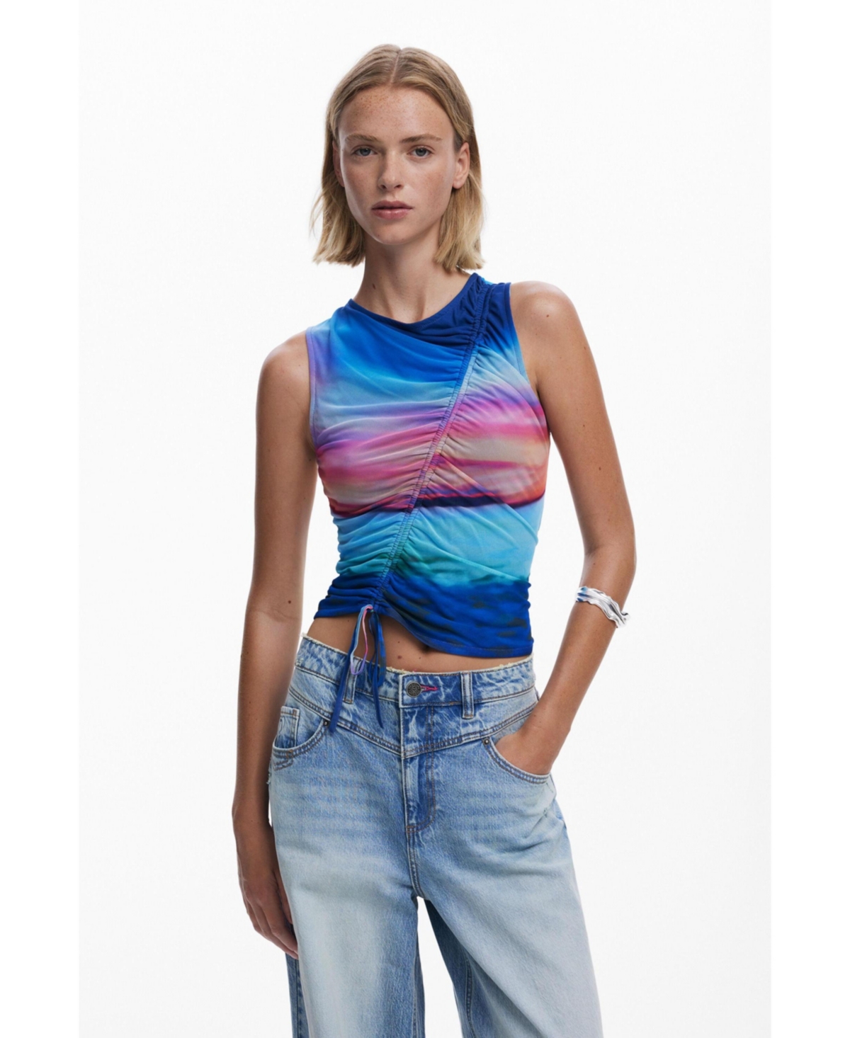 Click here for Desigual Womens Sunset T-shirt - Blue prices