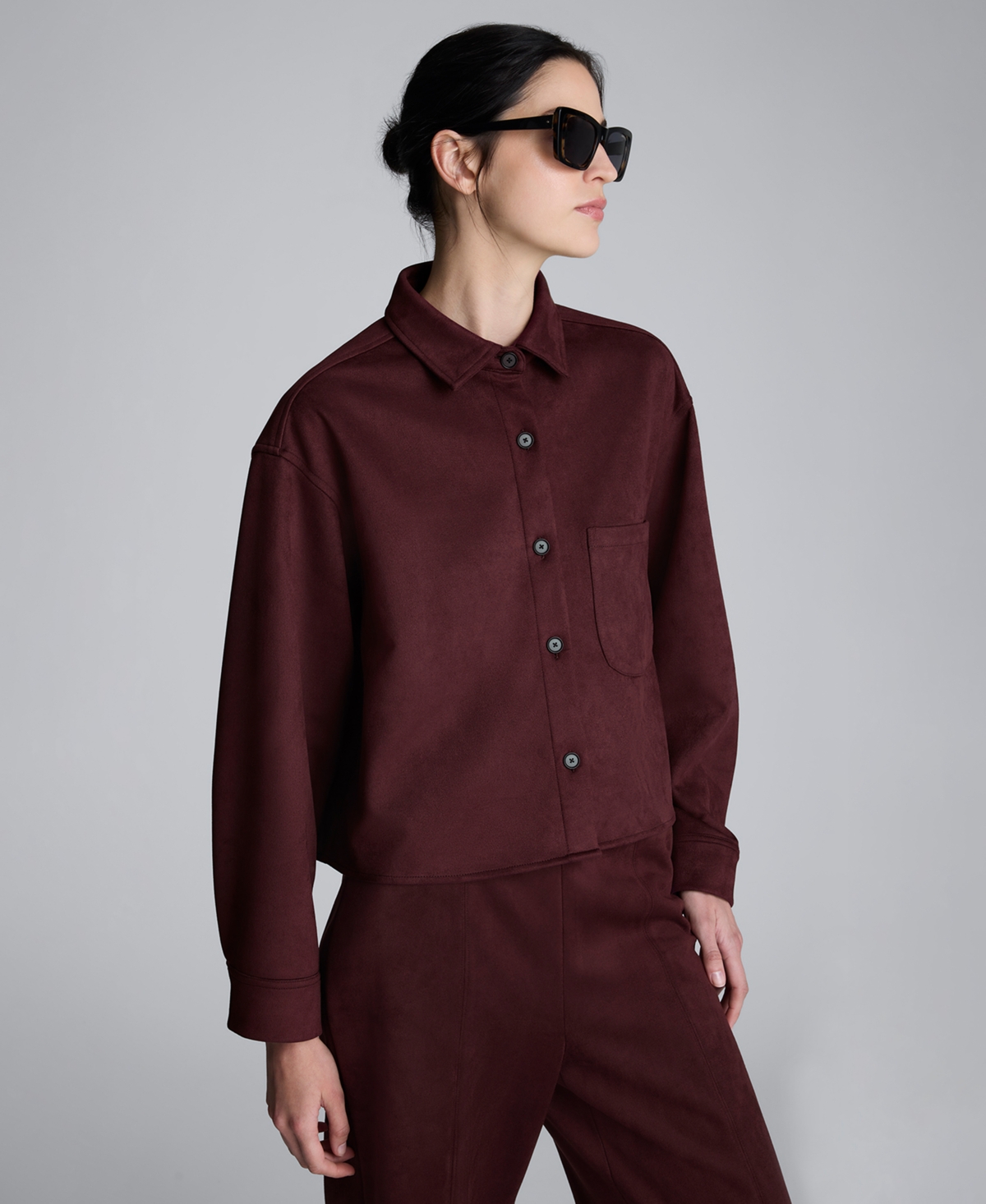 Click here for Kenneth Cole Womens Long Sleeves Collared Crop Shi... prices