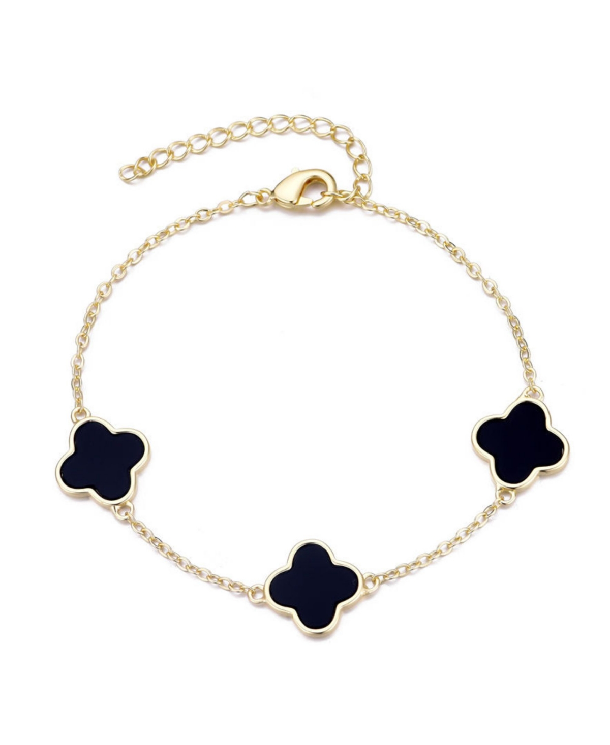 Click here for Adornia Gold Black Clover Station Bracelet - Gold... prices