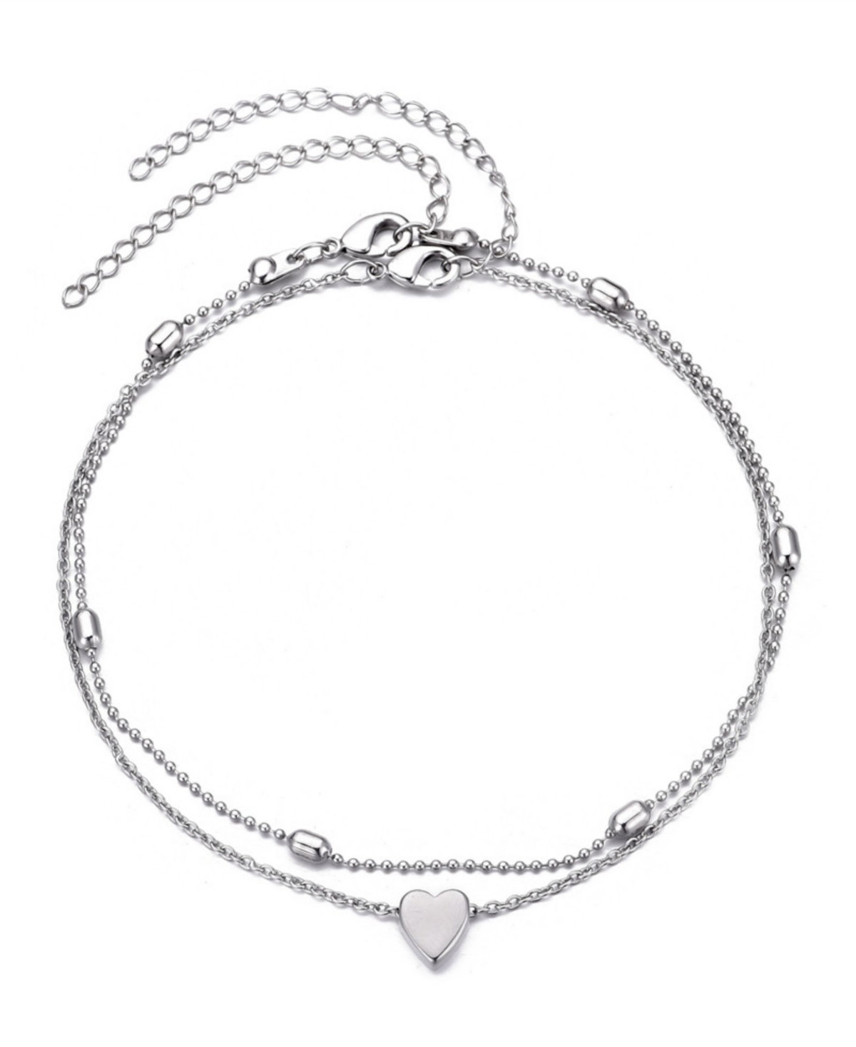Click here for Adornia Silver Adjustable Heart Anklet Set - Silve... prices