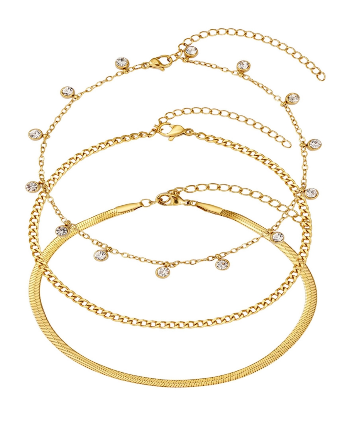 Click here for Adornia Tarnish Resistant Gold Three Chain Anklet... prices