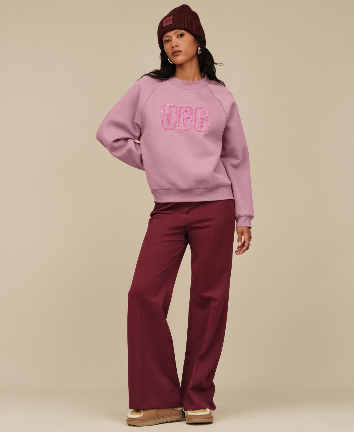 Ugg Womens Logo Long Sleeve Sweatshirt - Shadow