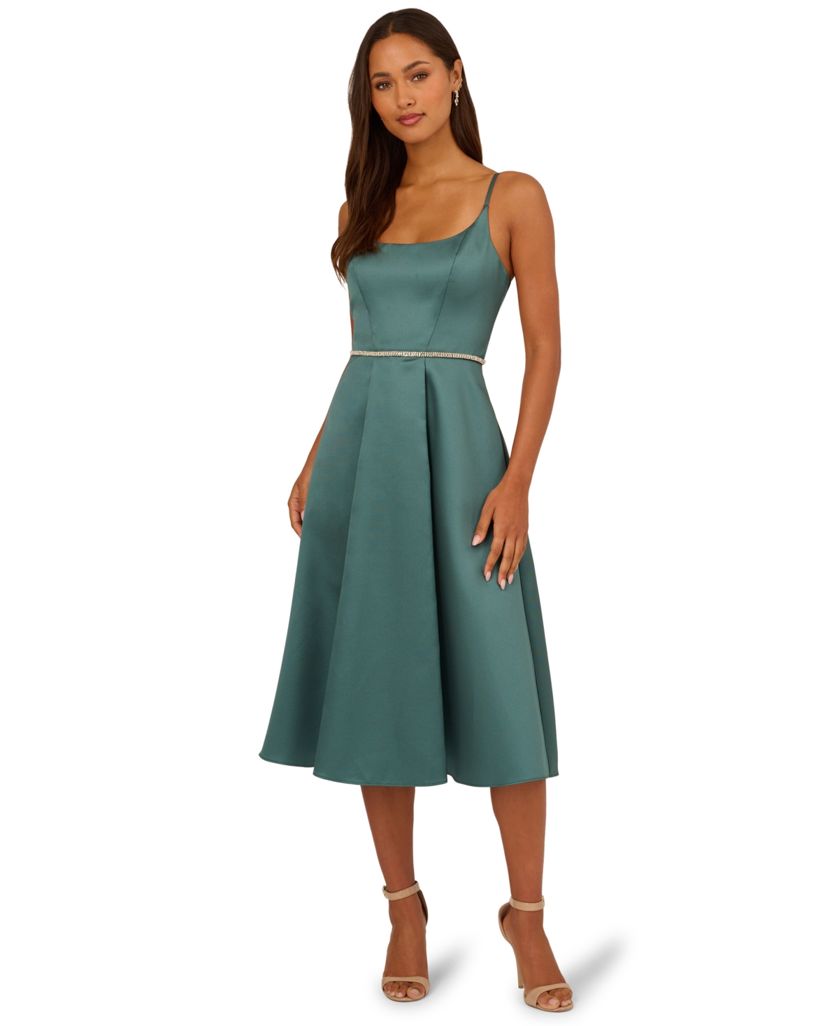 Click here for Adrianna Papell Womens Scoop Neck Midi Dress - Dar... prices
