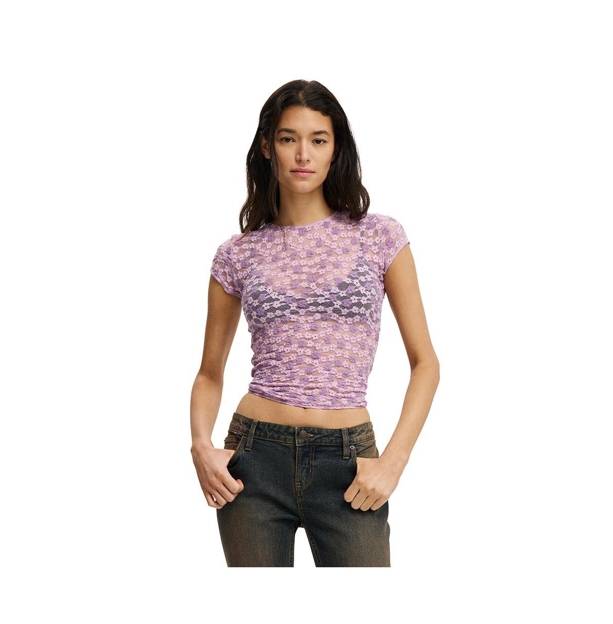 Click here for Cotton On Womens Ashley Mesh Short Sleeve Top - Li... prices