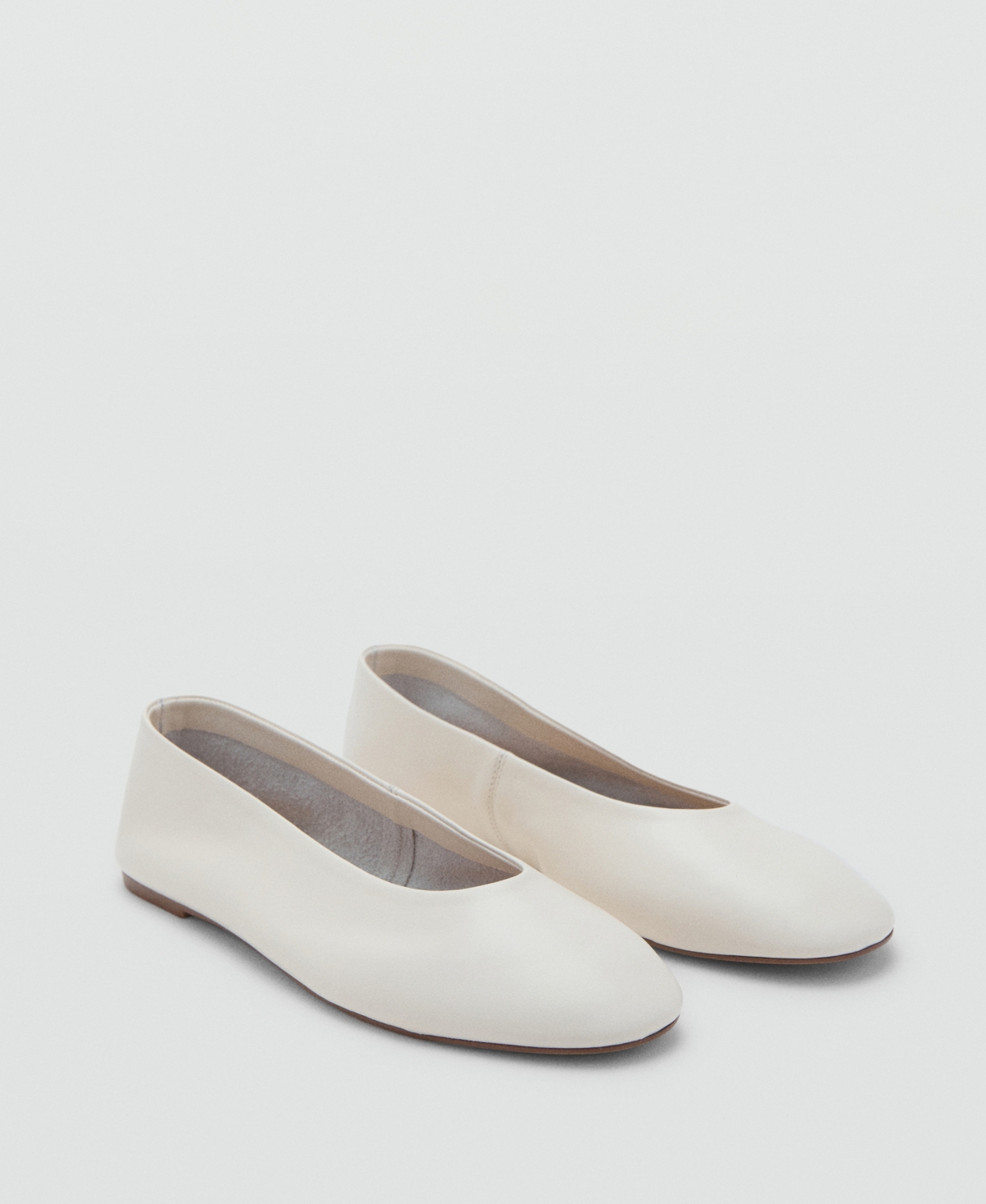 Click here for Mango Womens Leather Ballet Flats - Ecru prices