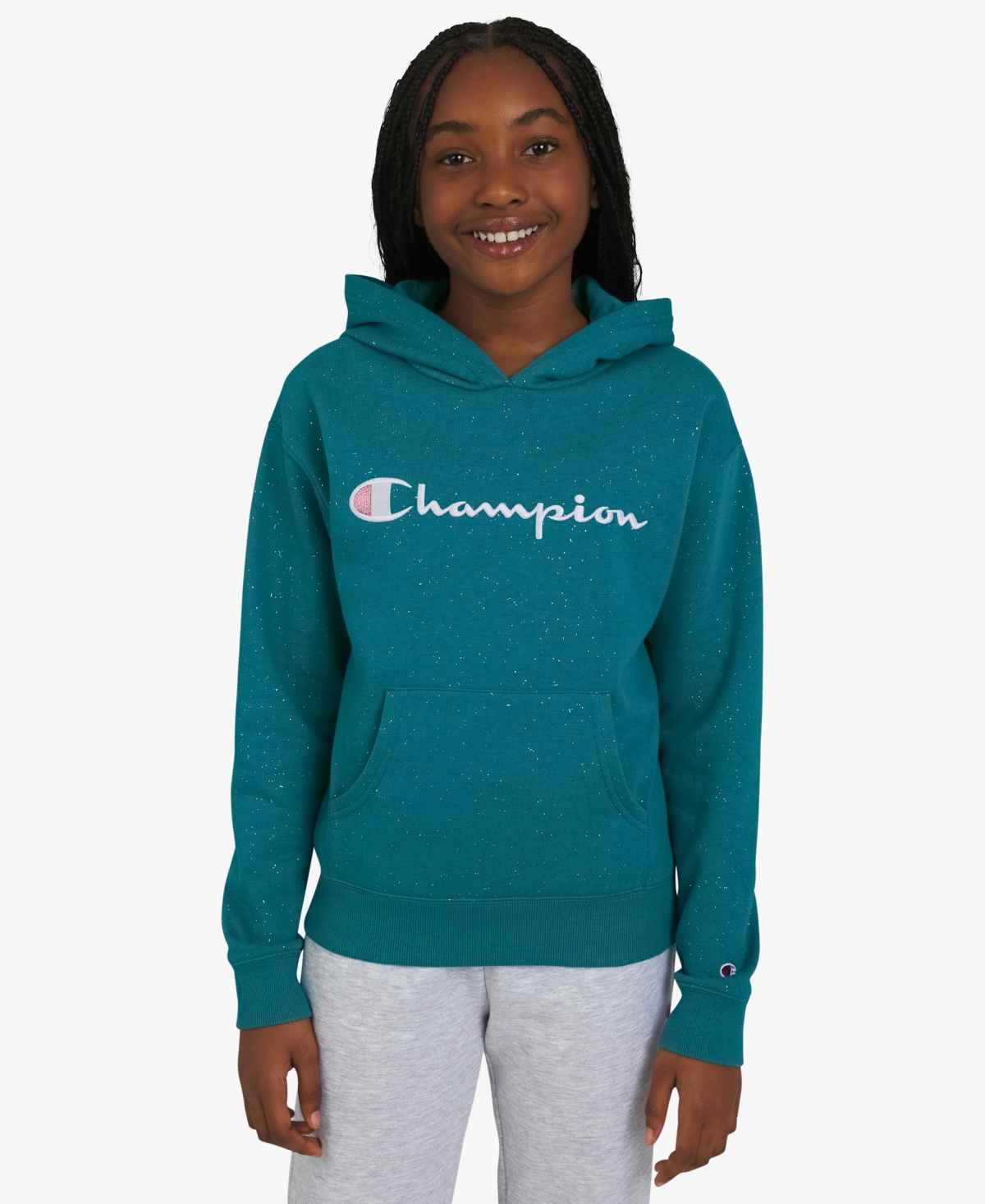 Click here for Champion Girls 7-16 Long Sleeve Glitter Hoodie - H... prices