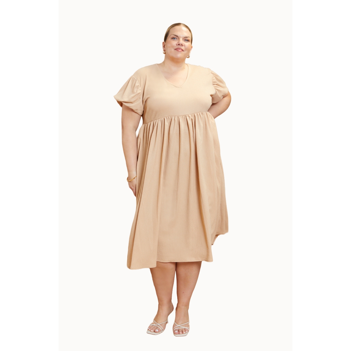 Click here for Fashion-szn Curve Womens Size-Puff Sleeve Smock Dr... prices