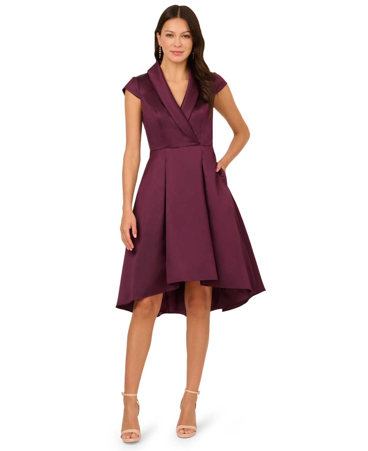 Click here for Adrianna Papell Womens Cap-Sleeve High-Low-Hem Dre... prices