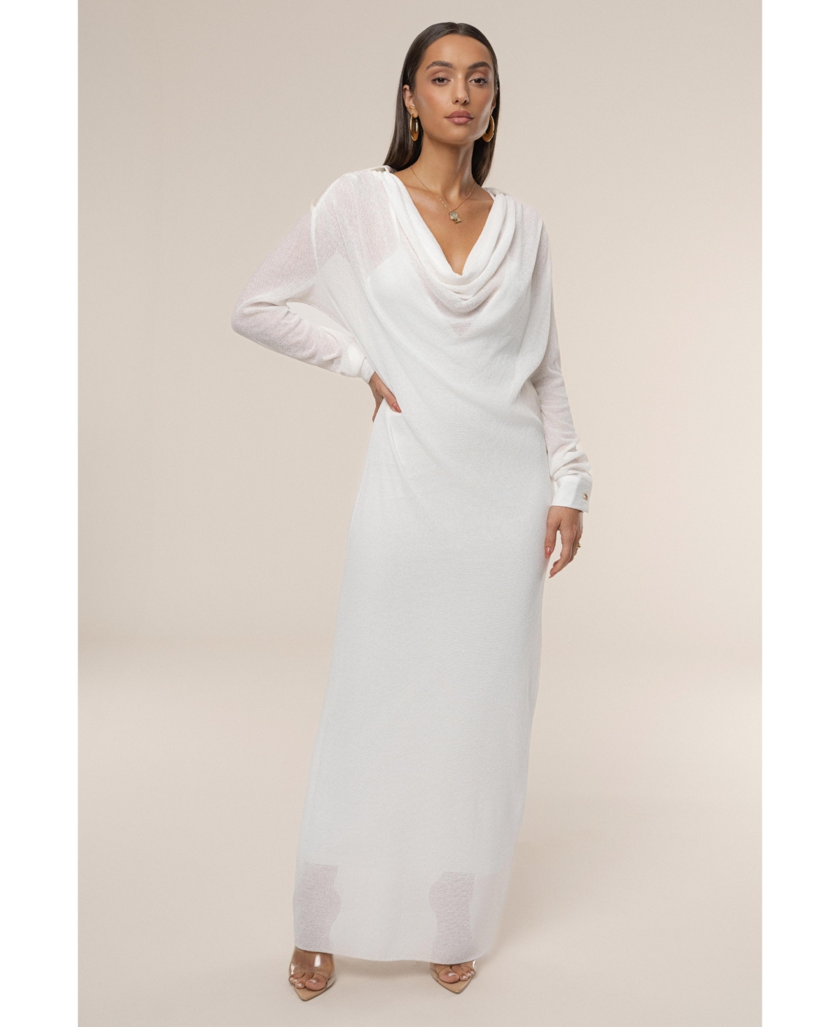 Click here for Jluxlabel Womens Savanna Cowl Maxi Dress - Ivory prices