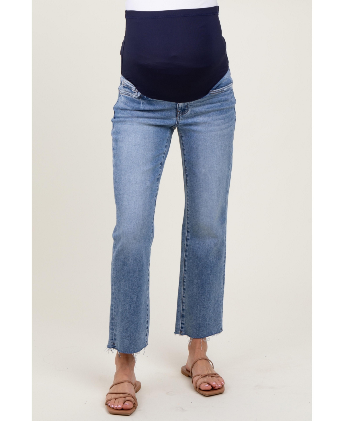 Click here for Pinkblush Maternity Blue Cropped Raw Hem Straight... prices