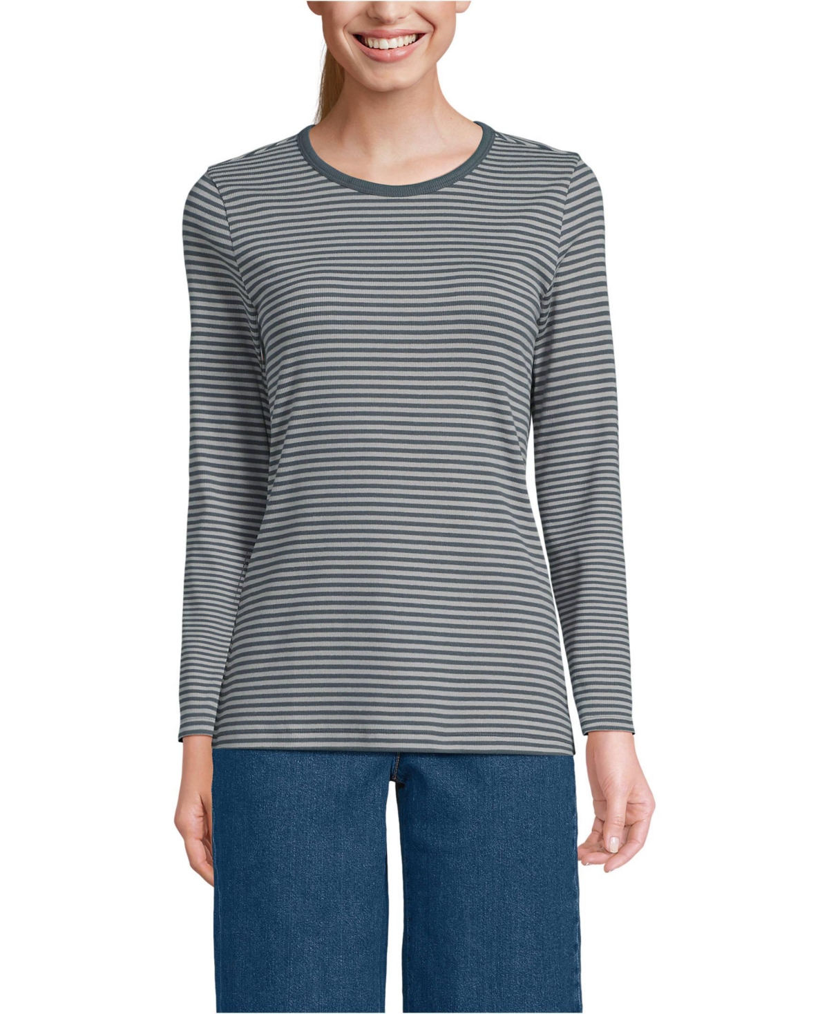 Click here for Lands End Womens Long Sleeve Micro Rib T-Shirt - S... prices