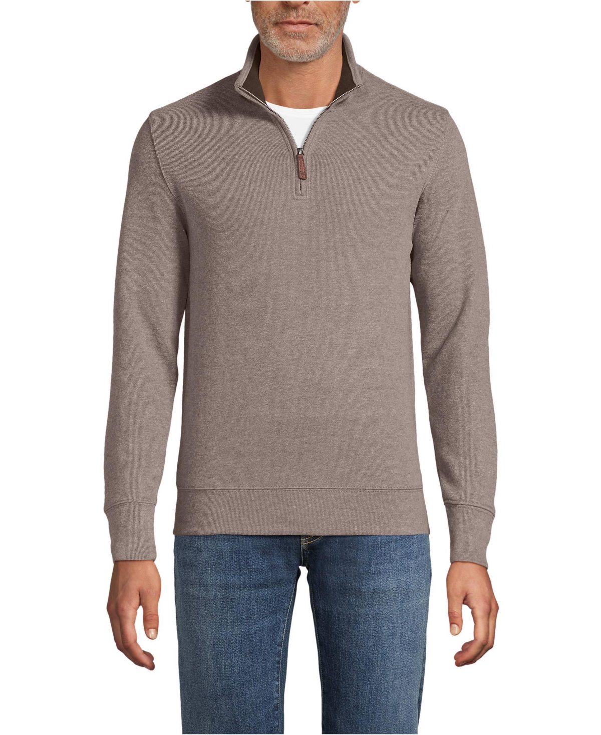 Click here for Lands End Mens Bedford Rib Quarter Zip Sweater - L... prices