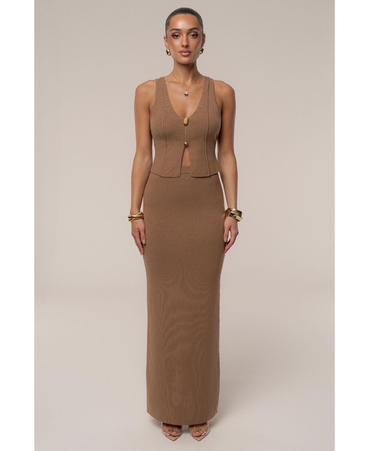 Click here for Jluxlabel Womens Soft Sands Knit Skirt Set - Beige prices