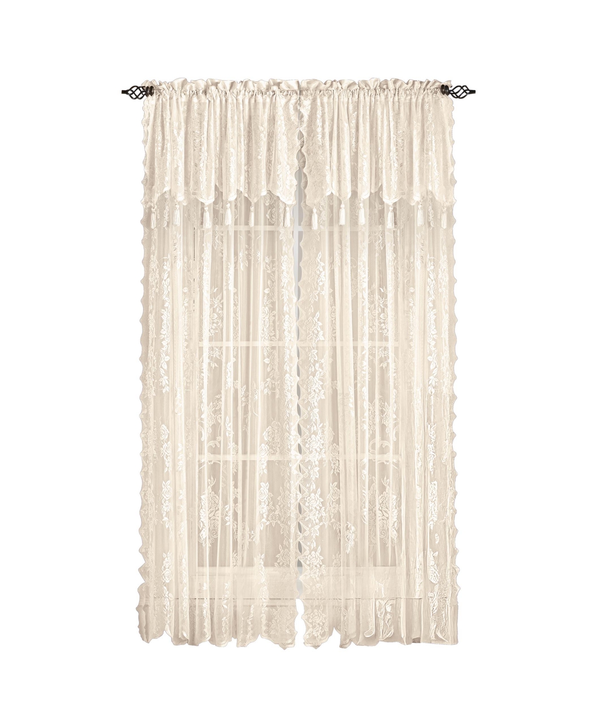 Click here for Collections Etc Carly Sheer Floral Lace Design Cur... prices
