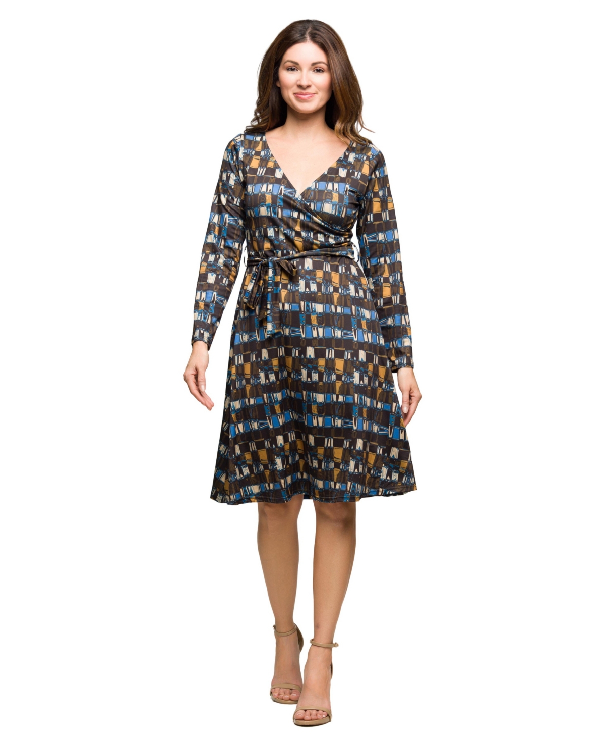Click here for 24seven Comfort Apparel Womens Long Sleeve Wrap Dr... prices