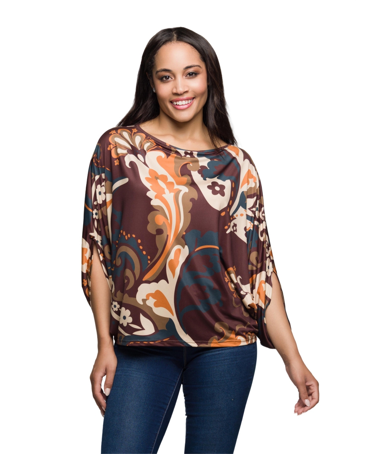 Click here for 24seven Comfort Apparel Womens Brown Paisley Print... prices