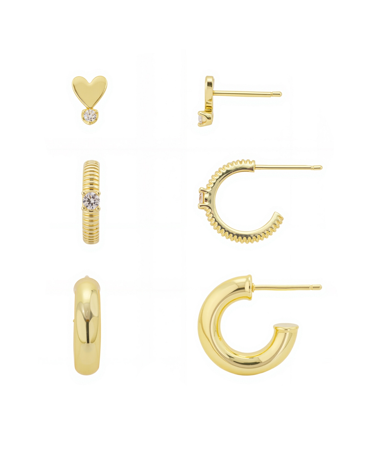 Click here for Unwritten Cubic Zirconia Heart Stud and Hoops Earr... prices