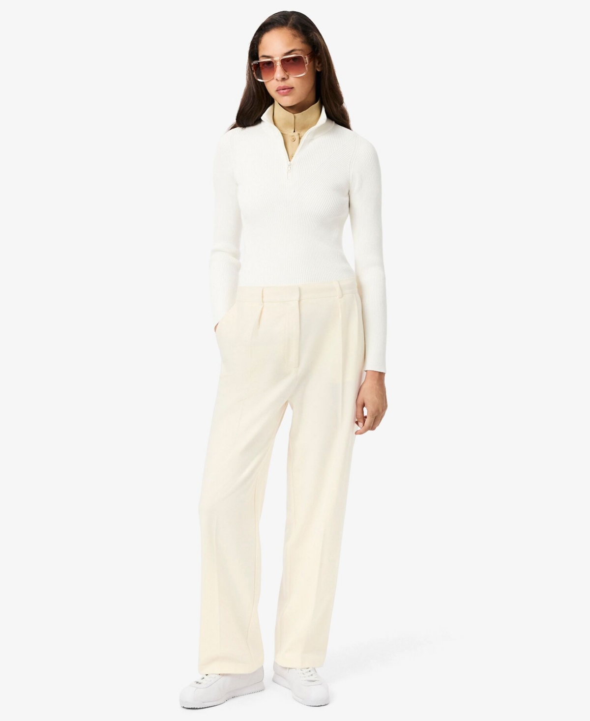 Click here for Lacoste Usa Womens Oversized Wide Leg Trousers - N... prices
