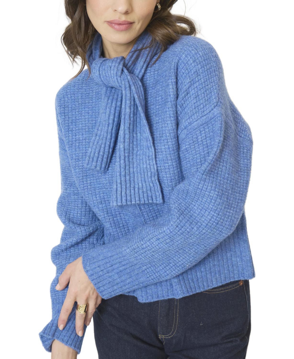 Click here for Central Park West Womens Rayna Scarf Neck Waffle S... prices