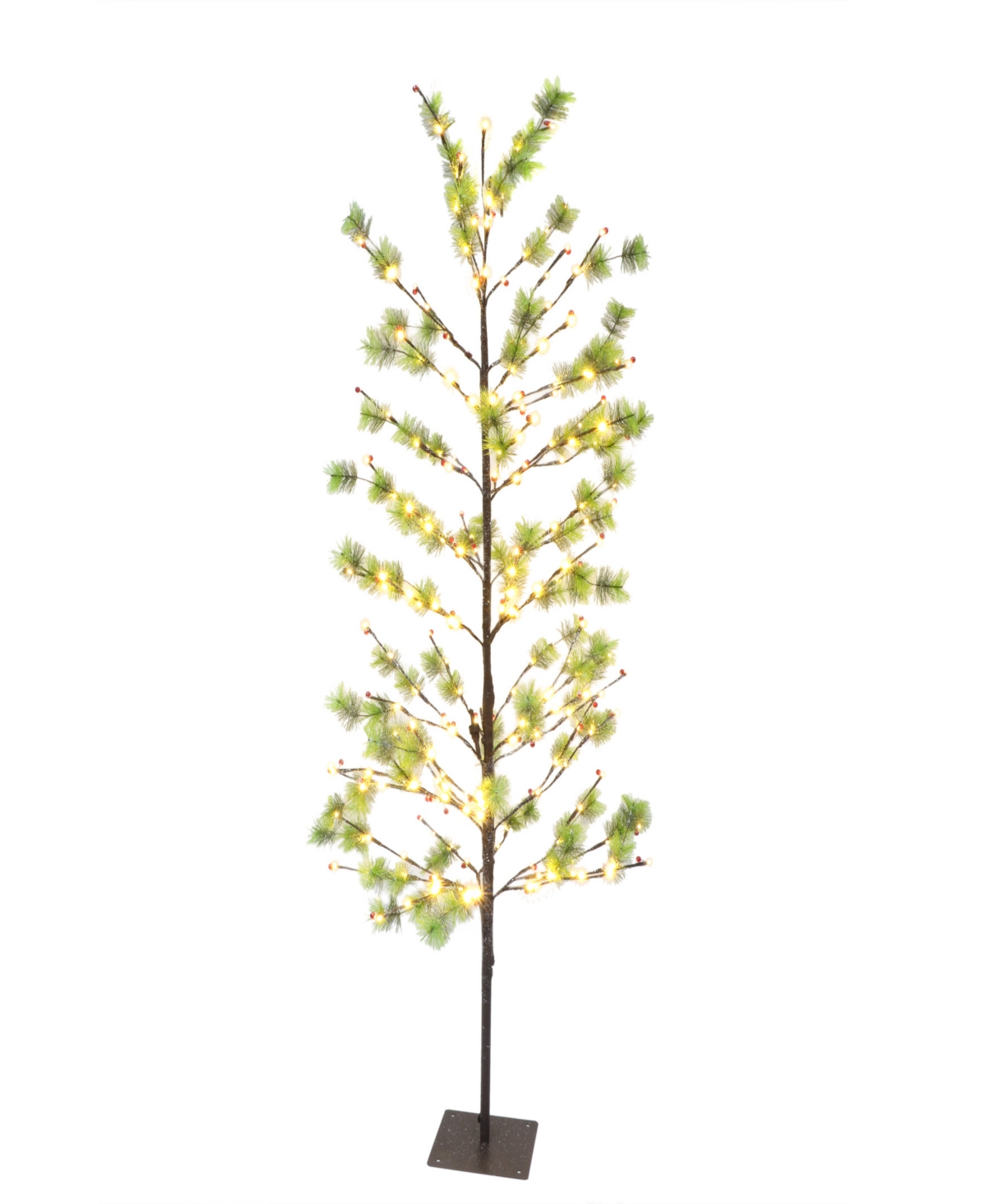 Click here for Puleo 6FT Red Berry Led Artificial Tree - Green prices
