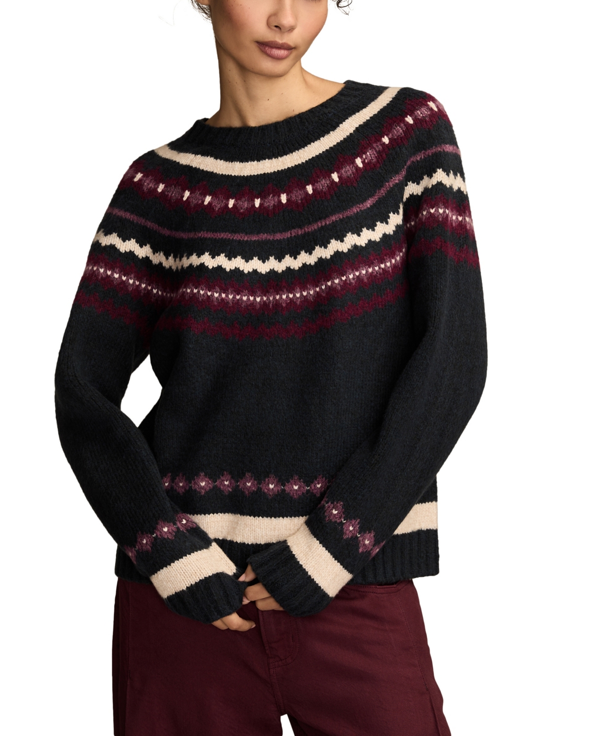 Click here for Lucky Brand Womens Fair Isle Crew neck Sweater - B... prices