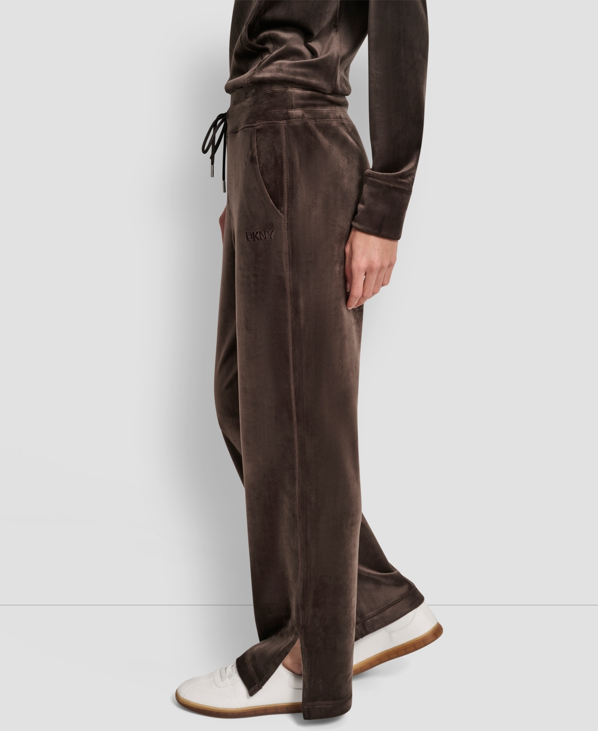 Click here for Dkny Womens Hd Embroidery Logo Slit Track Pants -... prices