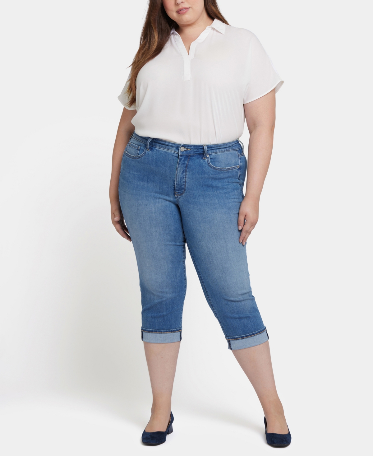 Nydj Plus Size Marilyn Straight Crop Jeans - Water Canyon