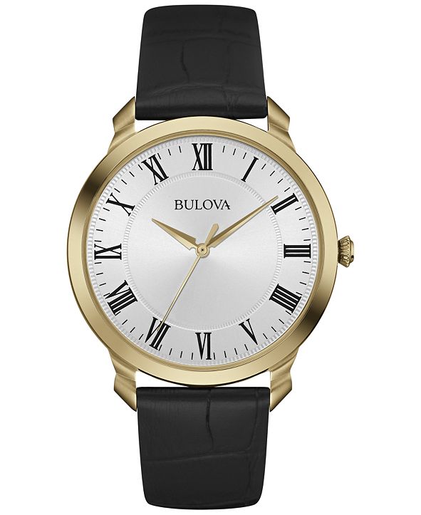 Bulova Men's Black Leather Strap Watch 41mm 97A123 & Reviews - Watches ...
