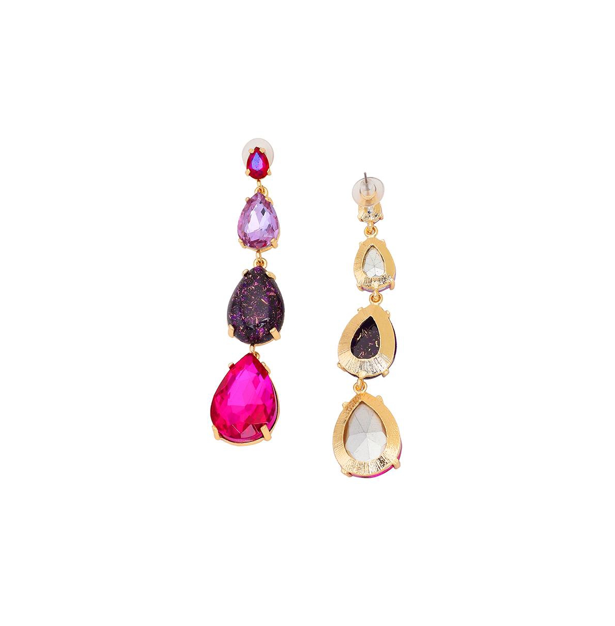 Click here for Sohi Teardrop Stone Drop Earrings - Pink prices