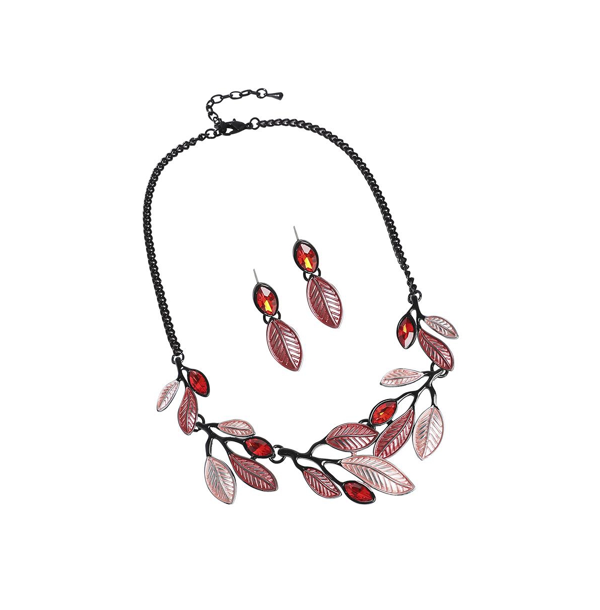 Click here for Sohi Stone Leaf Jewellery Set - Red prices