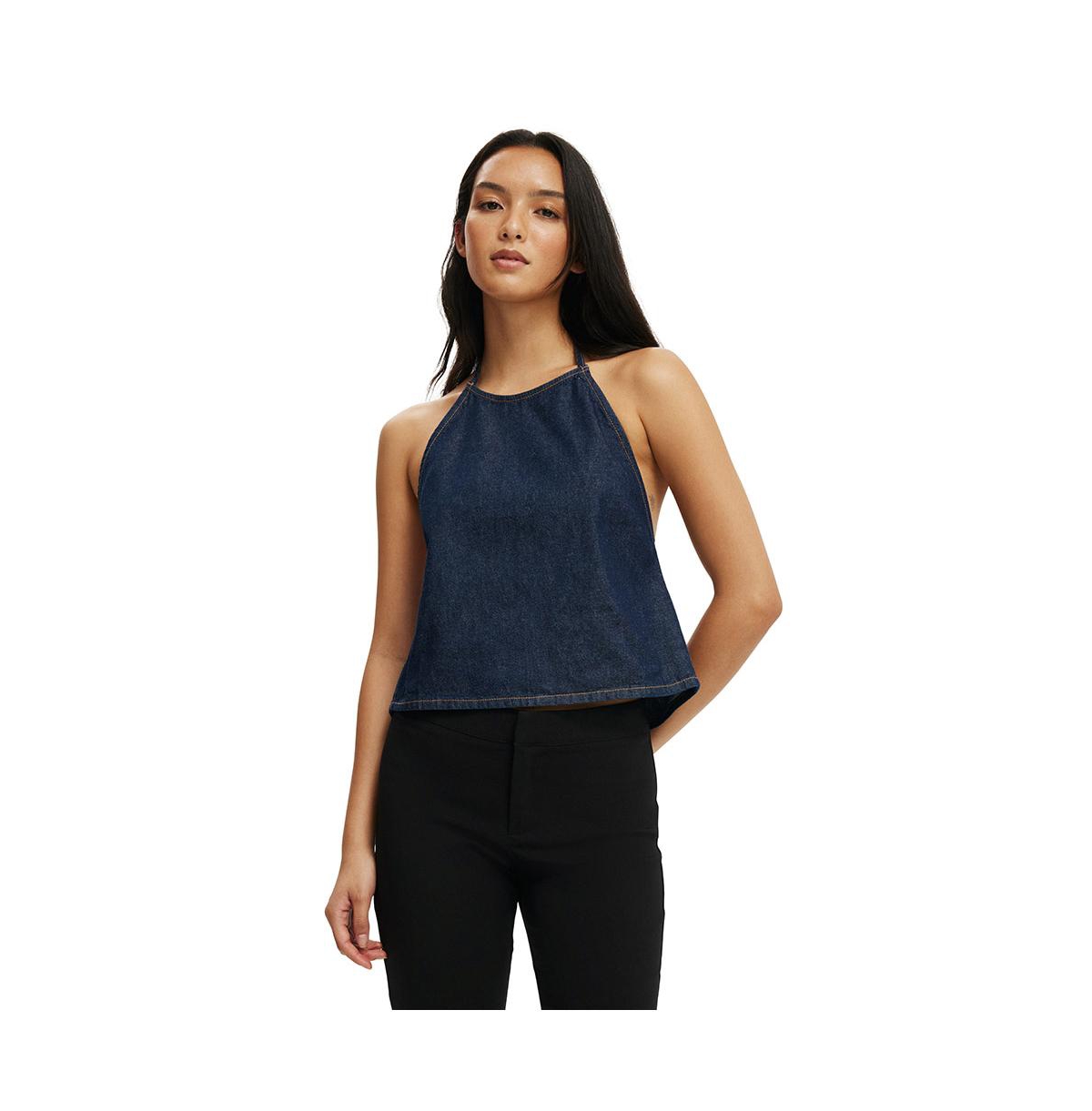 Click here for Cotton On Womens Ali Denim Halter Top - Shutter bl... prices