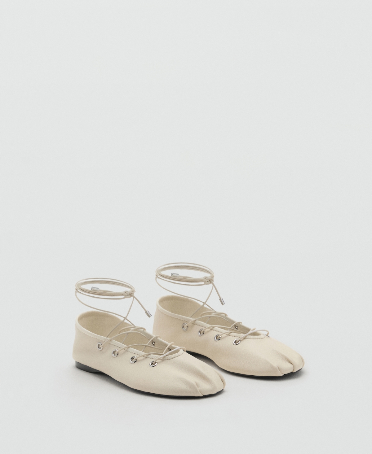 Click here for Mango Womens Crossed Straps Leather Ballet Flats -... prices