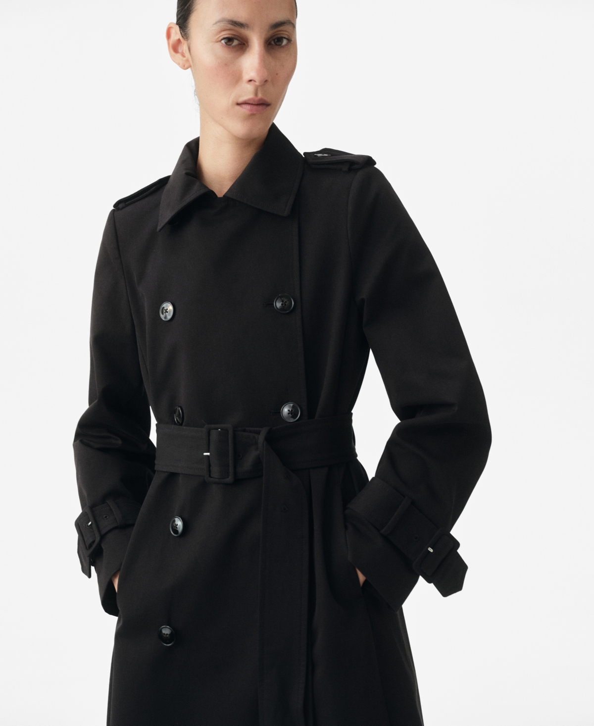 Click here for Mango Womens Classic Cotton Trench Coat - Black prices