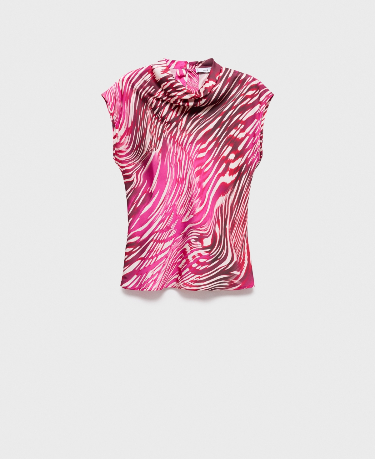 Click here for Mango Womens Draped Neck Satin Blouse - Fuchsia prices