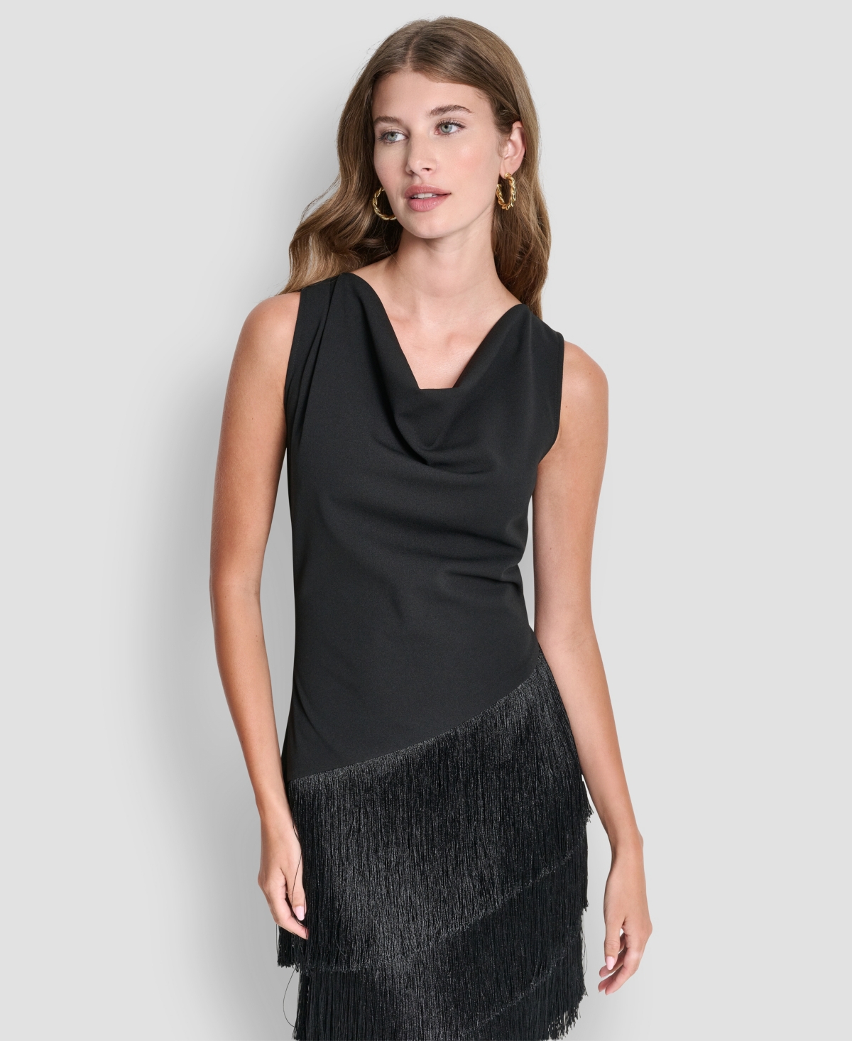 Click here for Dkny Womens Cowl Neck High-Low Tiered A-line Dress... prices