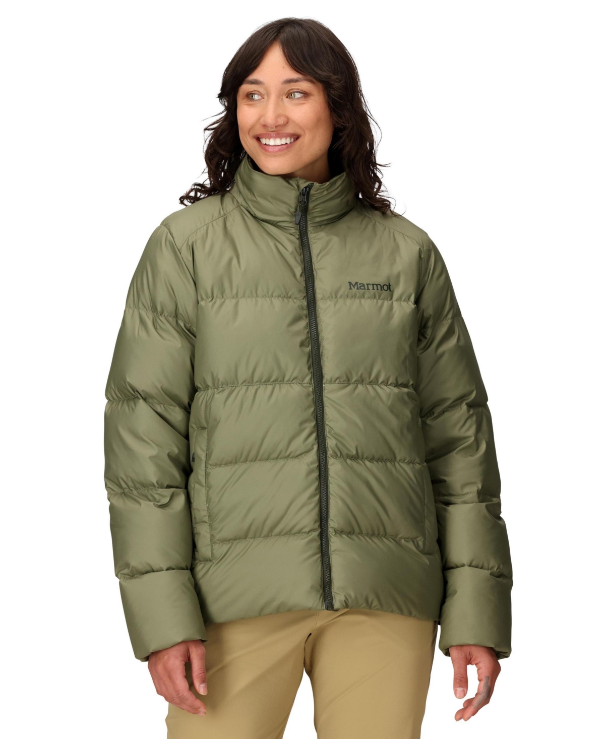 Click here for Marmot Womens Guides Down Puffer Jacket - Olive Gr... prices