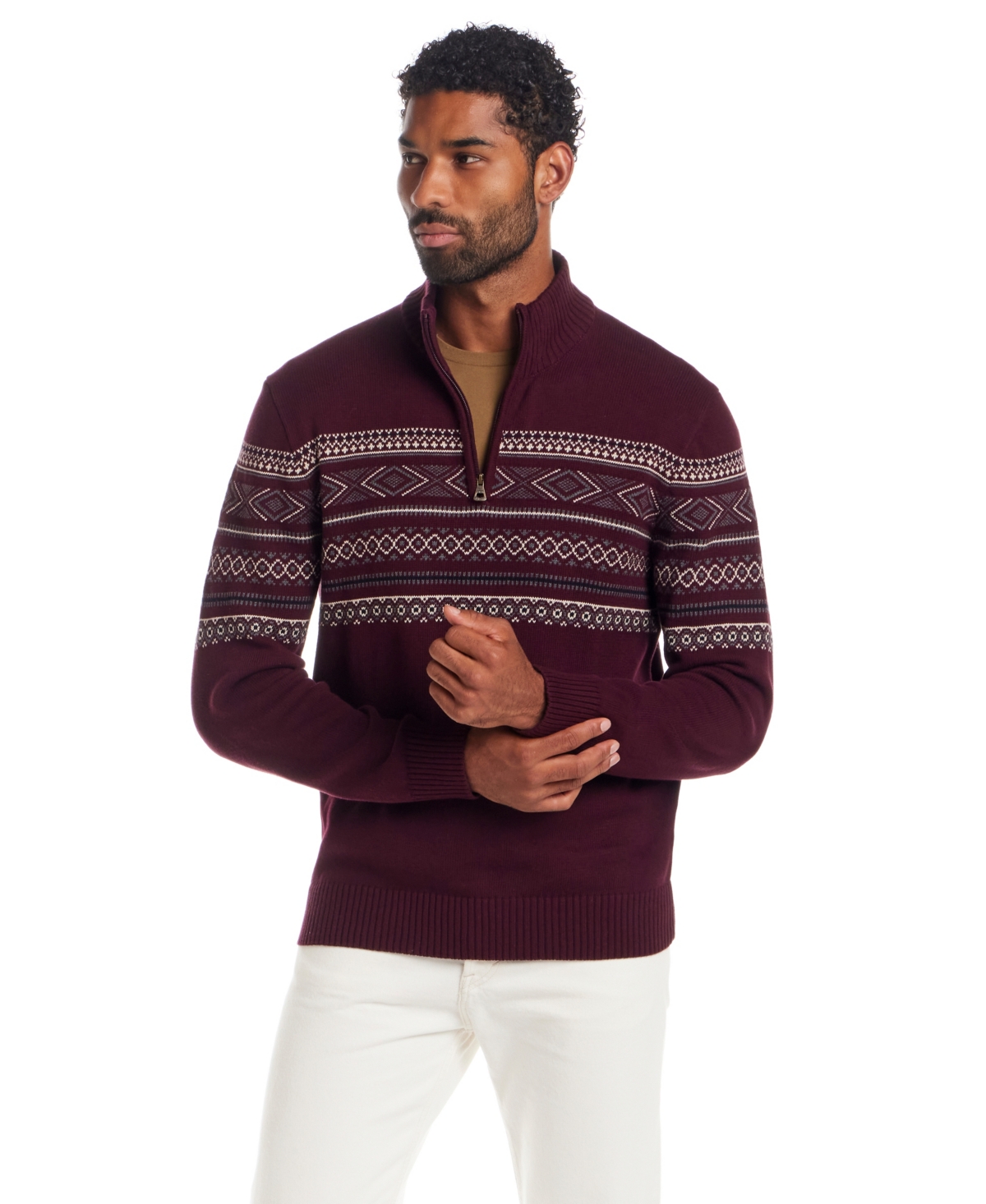 Click here for Weatherproof Vintage Mens Fair Isle Quarter-Zip Sw... prices