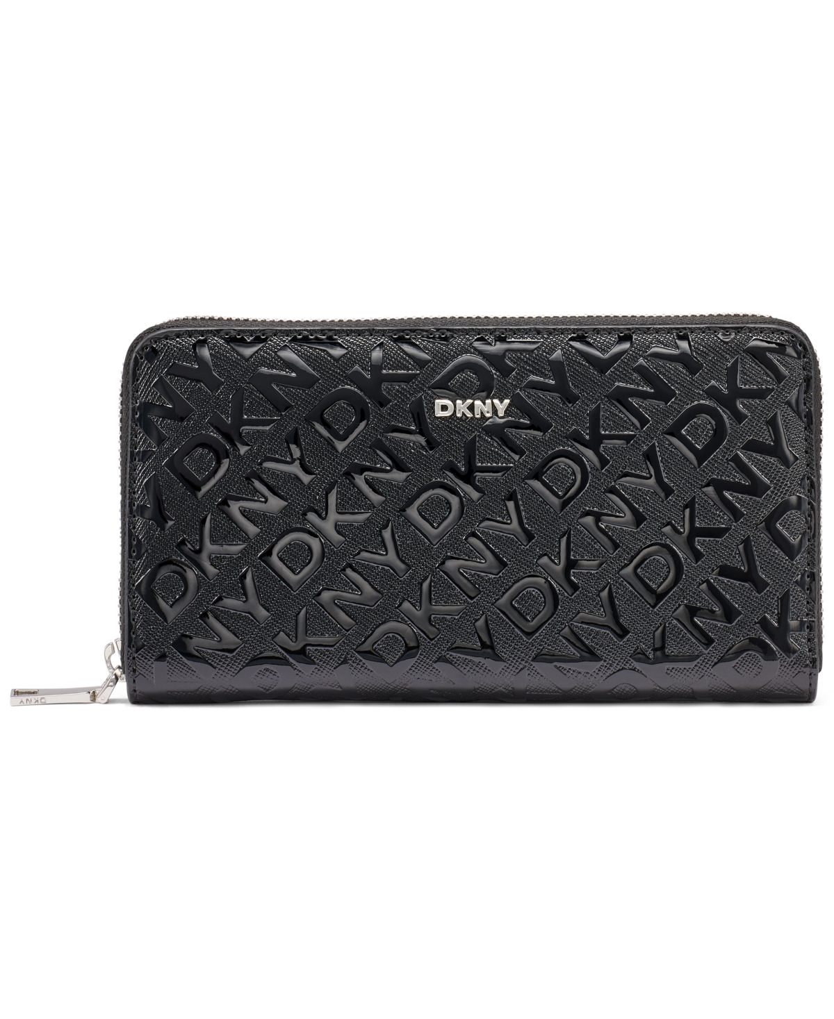 Dkny Ashlyn Large Zip Around Wallet - Black/silver