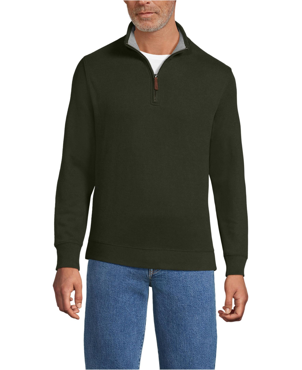 Click here for Lands End Mens Bedford Rib Quarter Zip Sweater - H... prices