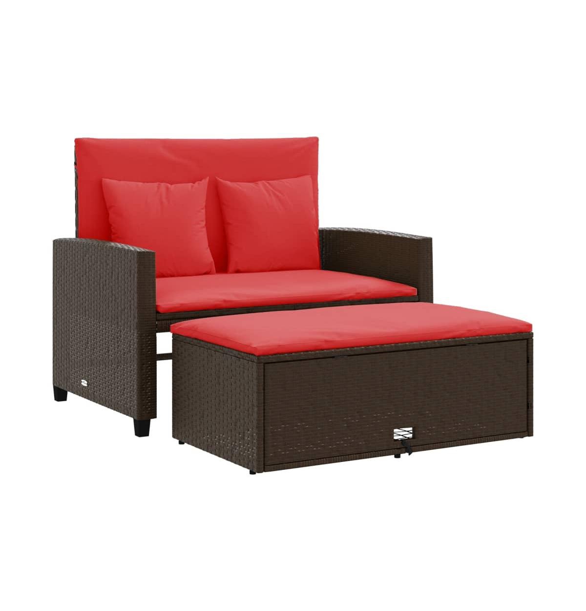 Click here for Patio Sofa Brown and Red Poly Rattan 2-Seater - Br... prices